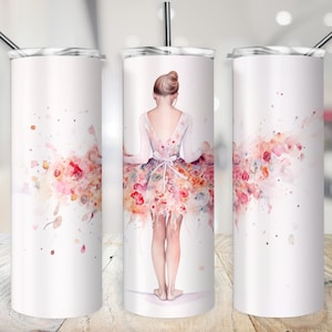 Prima Ballerina Tumbler Wrap Watercolor Floral Ballet Cup Ballet Dancer ...