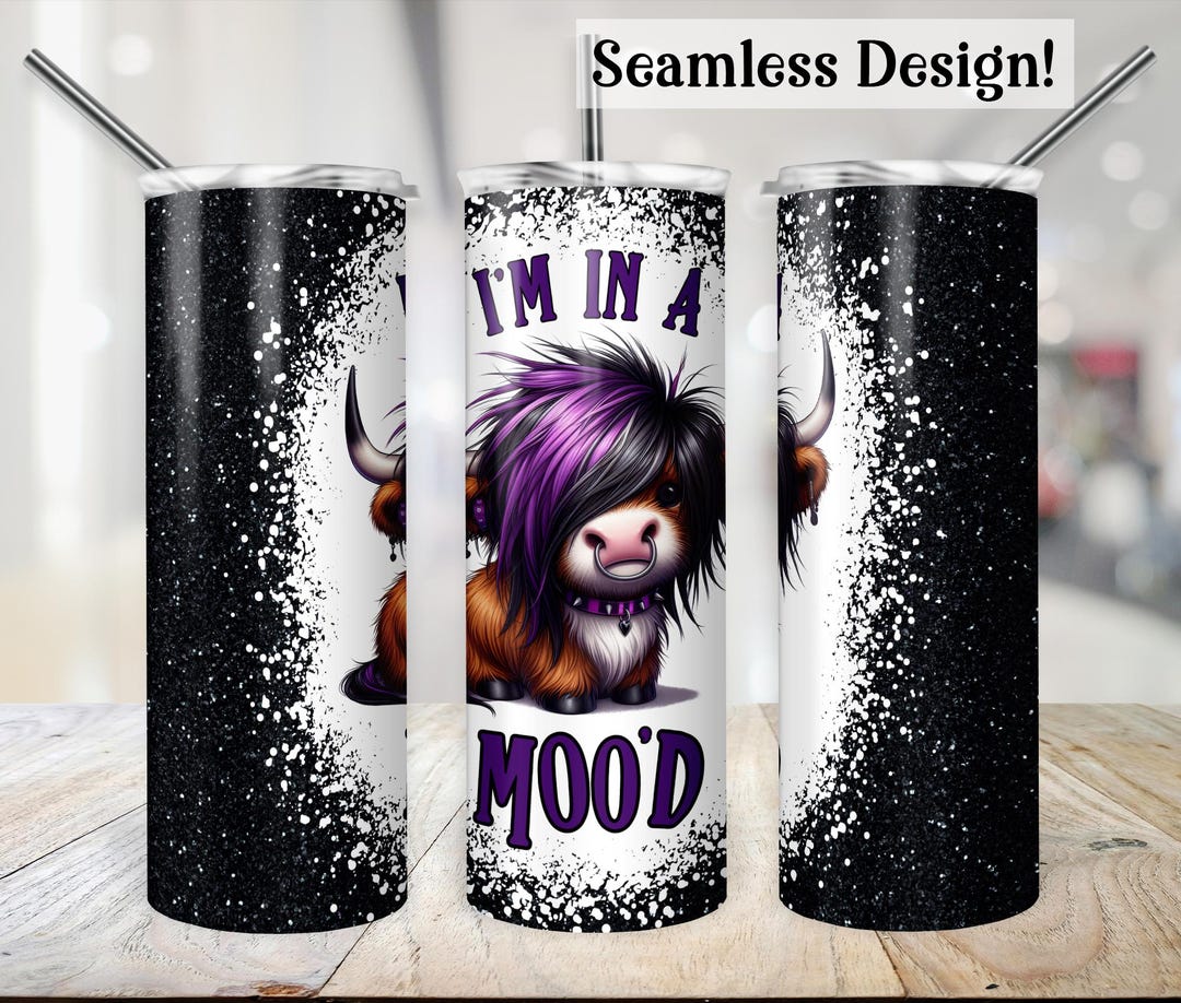 Goth Baby Highland Cow Tumbler Wrap, SEAMLESS 20oz Sarcastic I'm in a ...