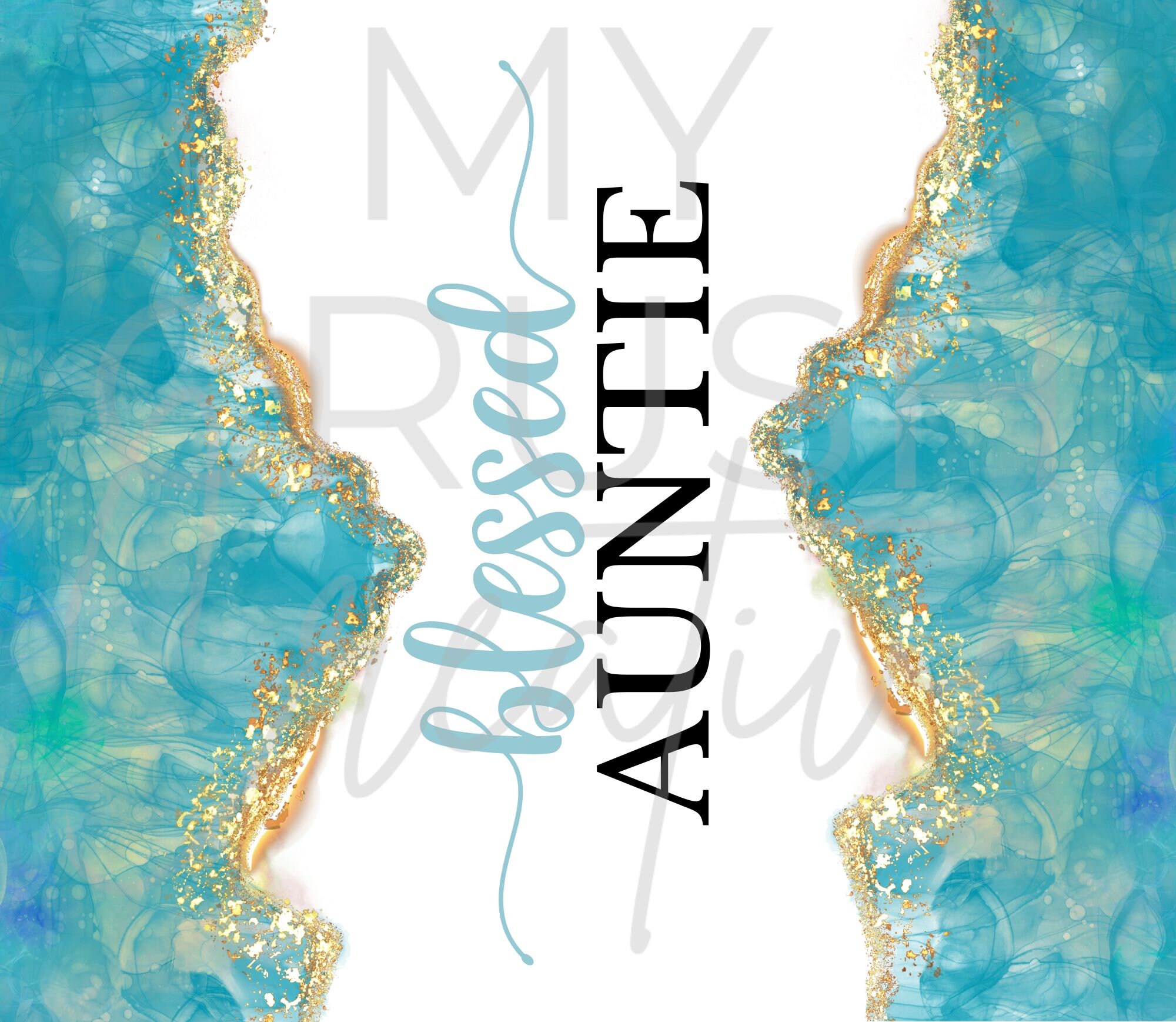 Blessed Auntie Tumbler Turquoise & Gold Geode 20 Oz - Etsy