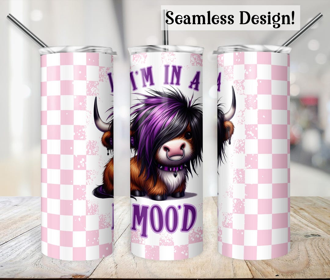 Goth Baby Highland Cow Tumbler Wrap, SEAMLESS 20oz Sarcastic I'm in a ...