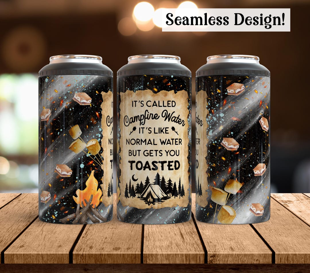 Funny Campfire 4 in 1 Can Chiller Wrap, Camping Sublimation Design ...