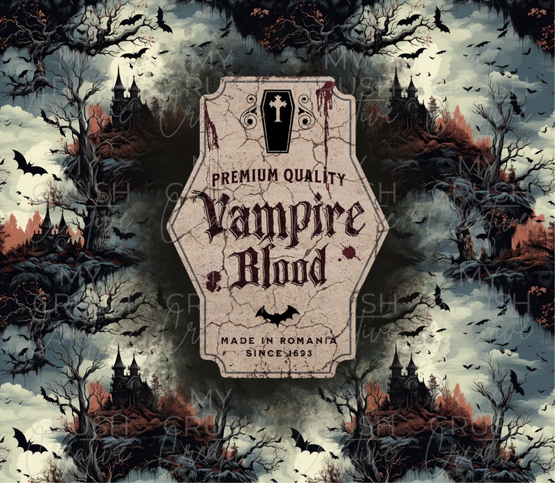 Gothic Tumbler Wrap 20oz Haunted House Cup Design Vampire Blood ...