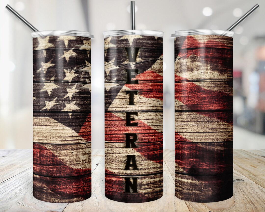 Veteran Tumbler Wrap, American Flag Cup Transfer, Patriotic 4th of July ...