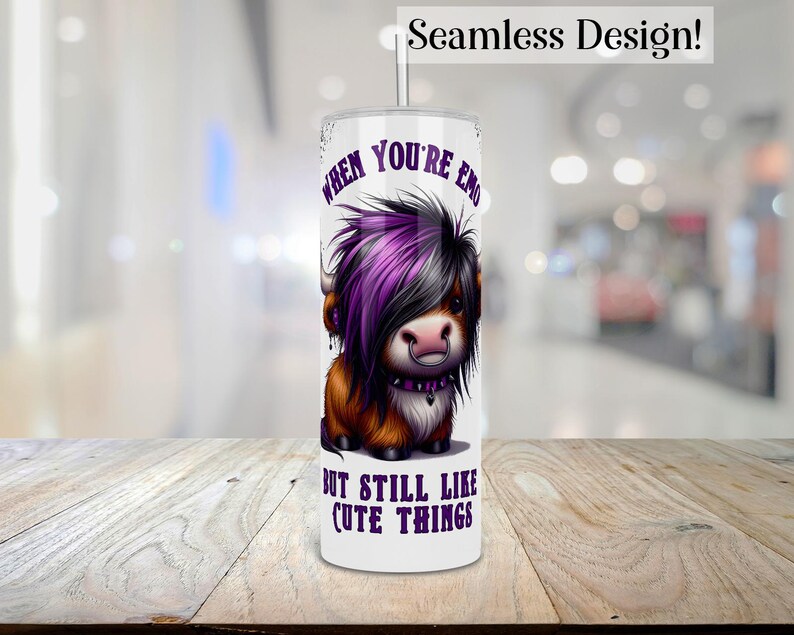 Goth Baby Highland Cow Tumbler Wrap, SEAMLESS 20oz Sarcastic When You ...