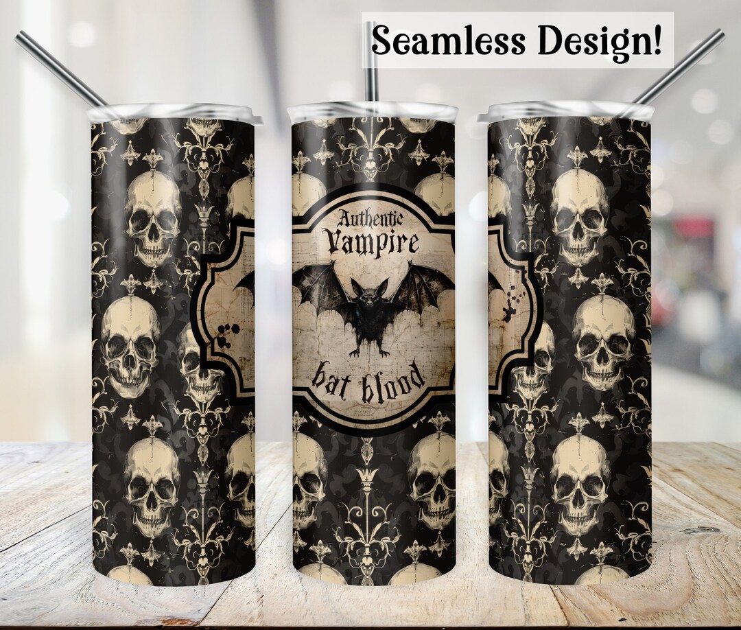 Vampire Bat Blood Tumbler Wrap, SEAMLESS 20oz Skulls Cup Transfer ...