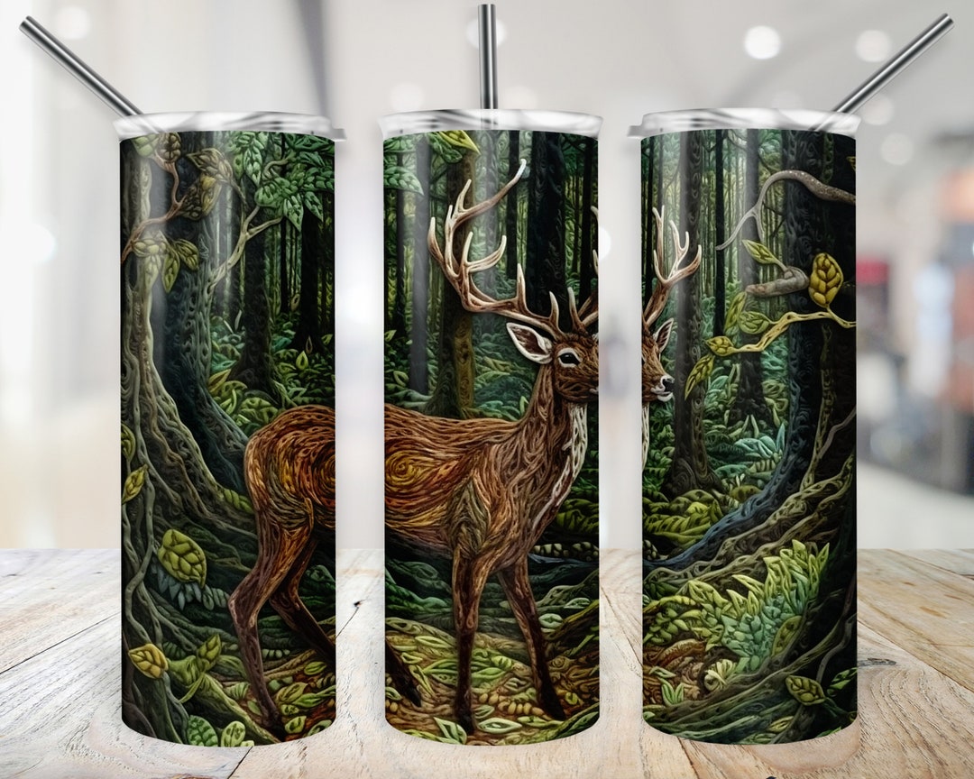 3D Deer Hunting Tumbler Wrap 20oz Outdoorsman Stag Buck Cup Design PNG ...