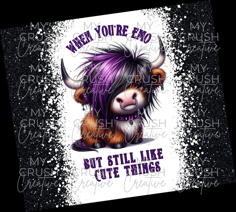 Goth Baby Highland Cow Tumbler Wrap, SEAMLESS 20oz Sarcastic When You ...