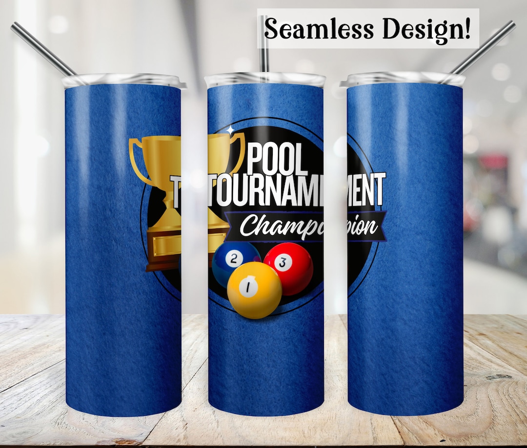 Billiards Tumbler Wrap, SEAMLESS 20oz Pool Champion Cup Transfer ...