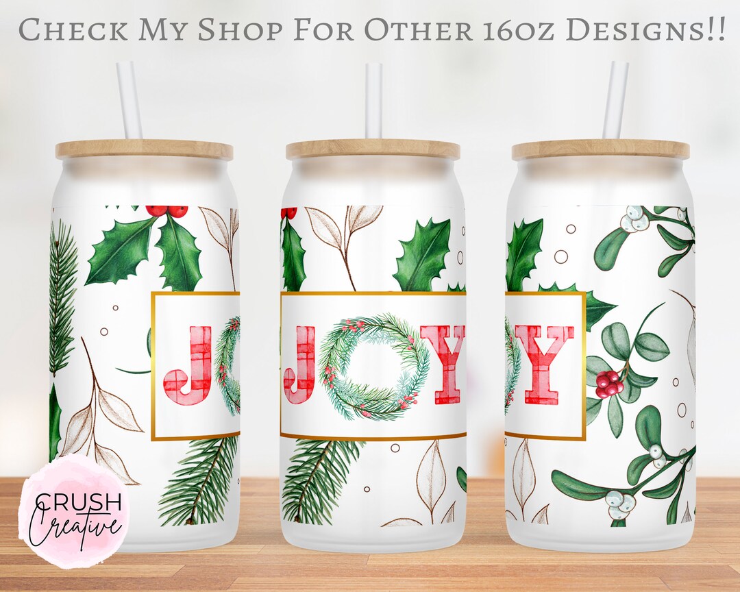 Libbey Christmas Tumbler Wrap, 16 Oz Libby Glass Beer Can, Xmas Joy PNG ...