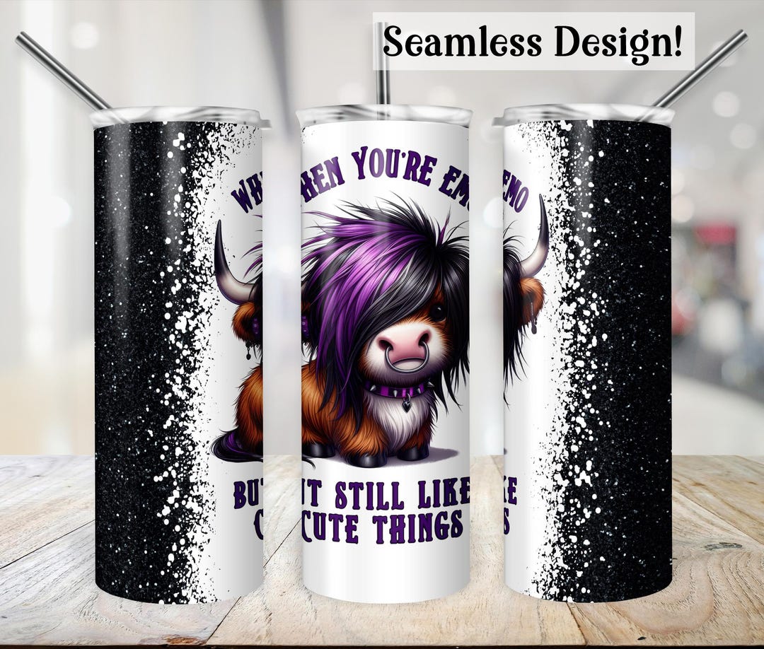 Goth Baby Highland Cow Tumbler Wrap, SEAMLESS 20oz Sarcastic When You ...
