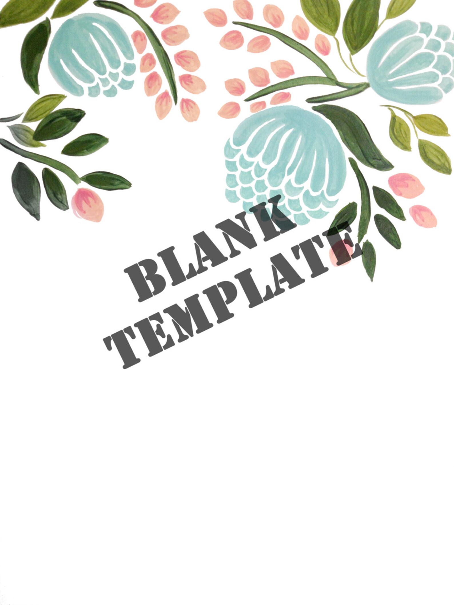 Blue Floral Template - Etsy