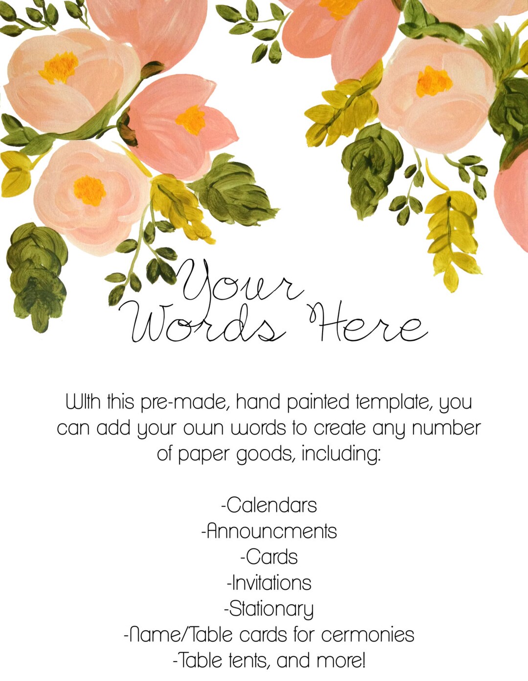 Pink Floral Template - Etsy