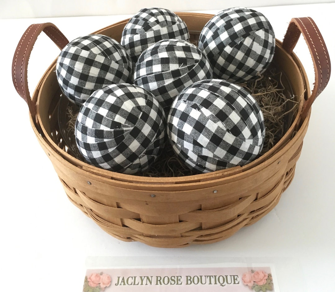 Rag Ball Bowl Fillers, Buffalo Plaid Rag Balls, Black Check Rag Balls ...