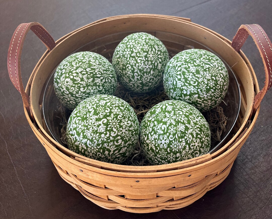 Rag Ball Bowl Fillers, Green Snowflake Rag Balls, Snowflake Fabric Rag ...