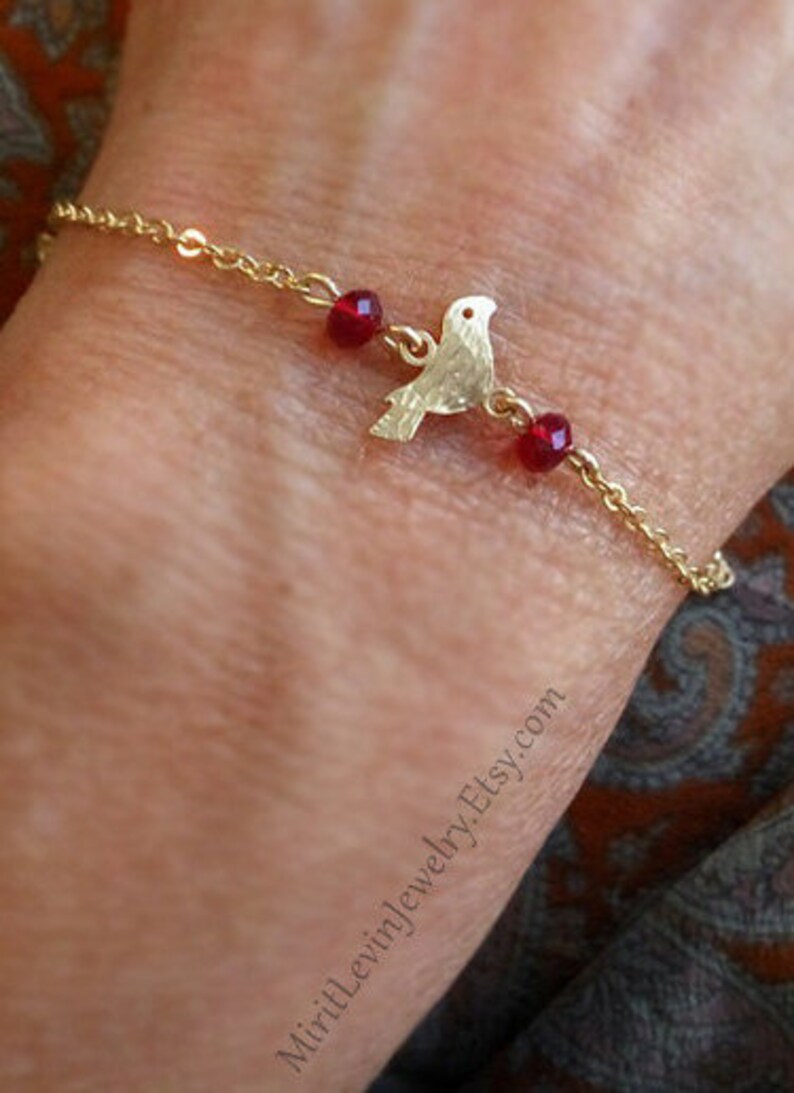 Bird Bracelet /anklet 14K Gold Filled Bird With Glass - Etsy