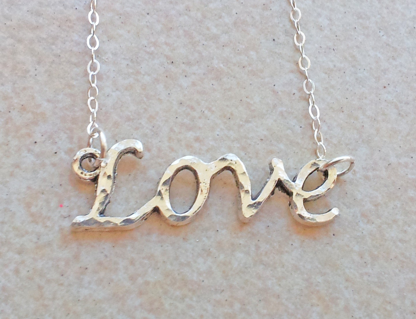 Love Necklace Love Script Necklace Sterling Silver Love - Etsy