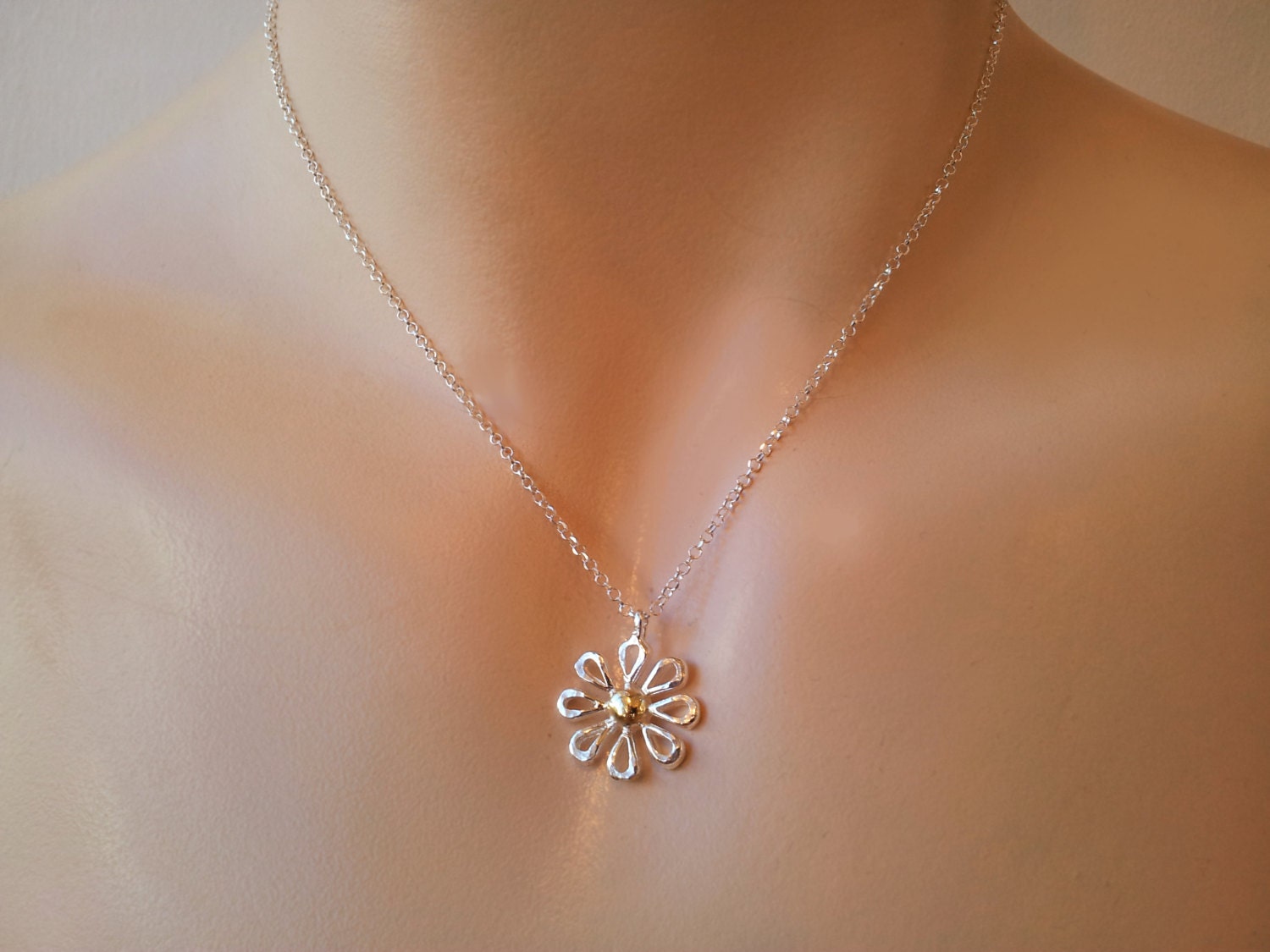 Flower Necklace Sterling Silver Gift for - Etsy