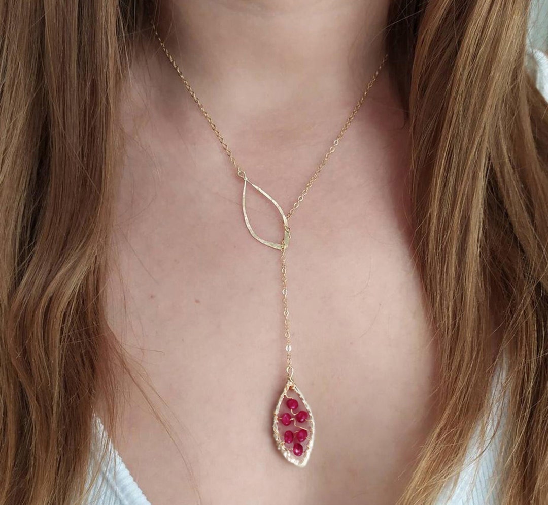 Ruby Necklace July Birthstone Jewelry, Ruby Birthstone Necklace for ...