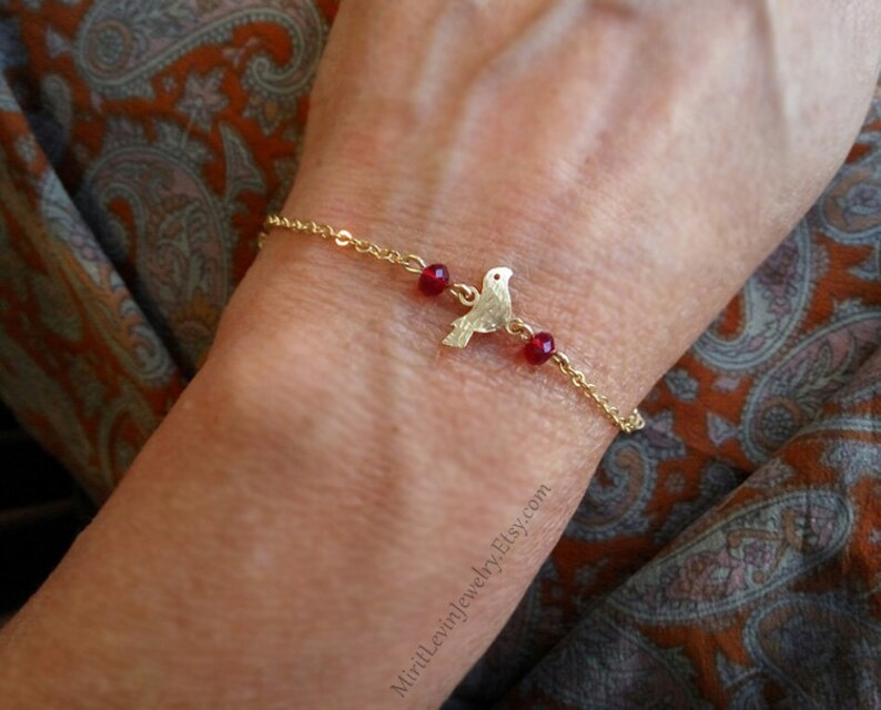 Bird Bracelet /anklet 14K Gold Filled Bird With Glass - Etsy