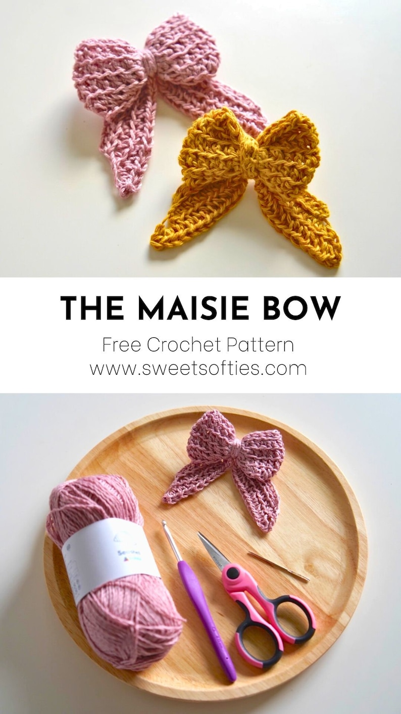 Maisie Bow Crochet Pattern · DIY Yarn Fiber Art Tutorial Classic Sailor ...