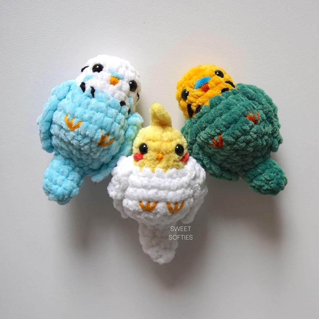 Pocket Parrots Crochet Pattern · Amigurumi Bird Tutorial DIY Plush Yarn ...