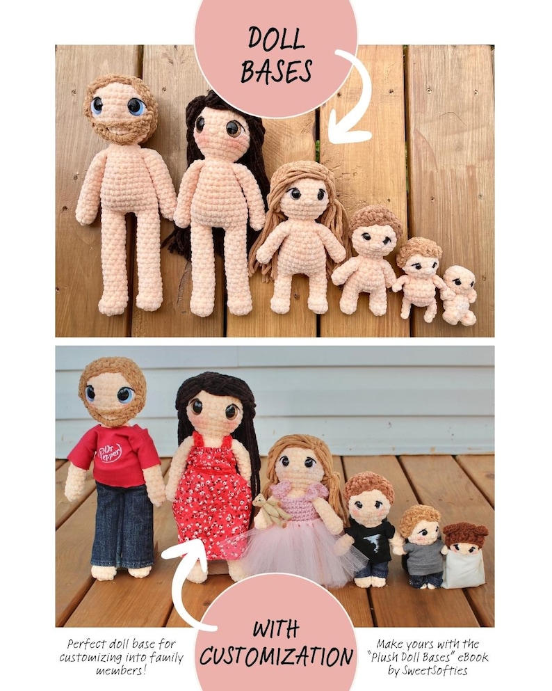 Plush Doll Bases 7-pattern-pack No-sew Amigurumi Crochet Pattern Ebook ...