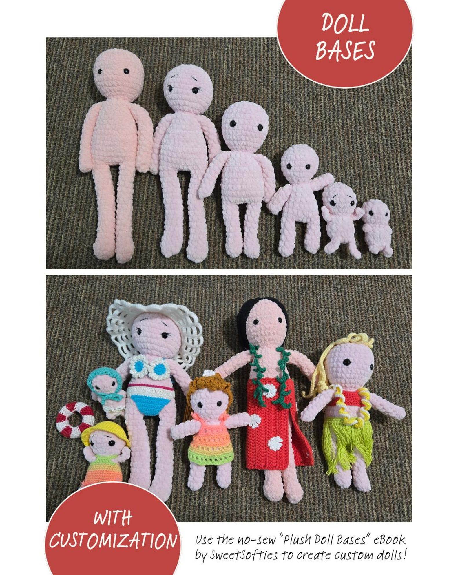Plush Doll Bases 7-pattern-pack No-sew Amigurumi Crochet Pattern Ebook ...