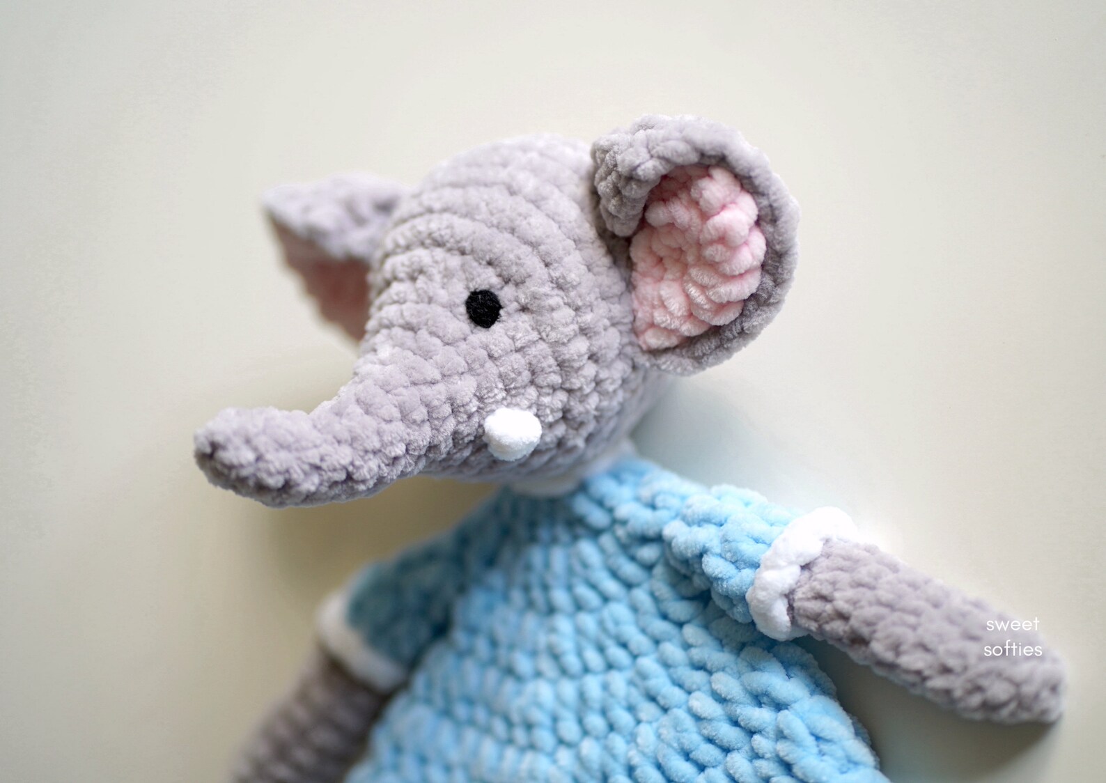 Elephant Ragdoll Lovey Amigurumi Crochet Pattern DIY Tutorial Chunky ...