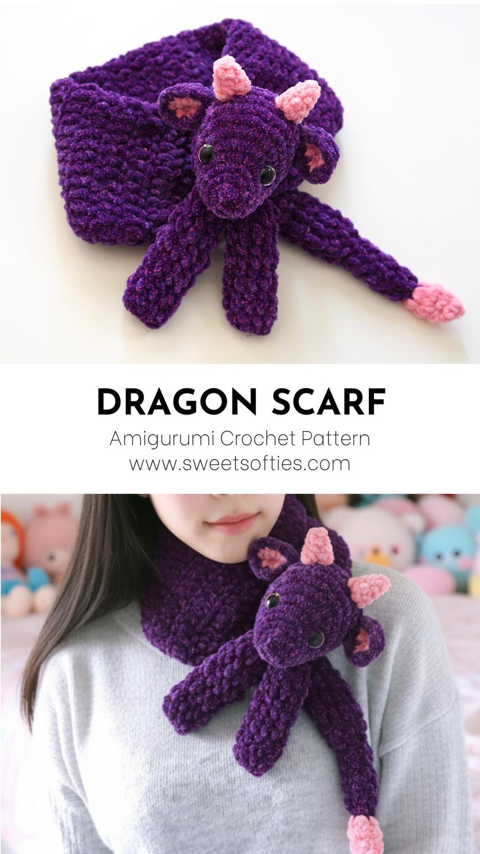 Dragon Scarf Crochet Pattern · Amigurumi Fantasy Creature Doll DIY ...