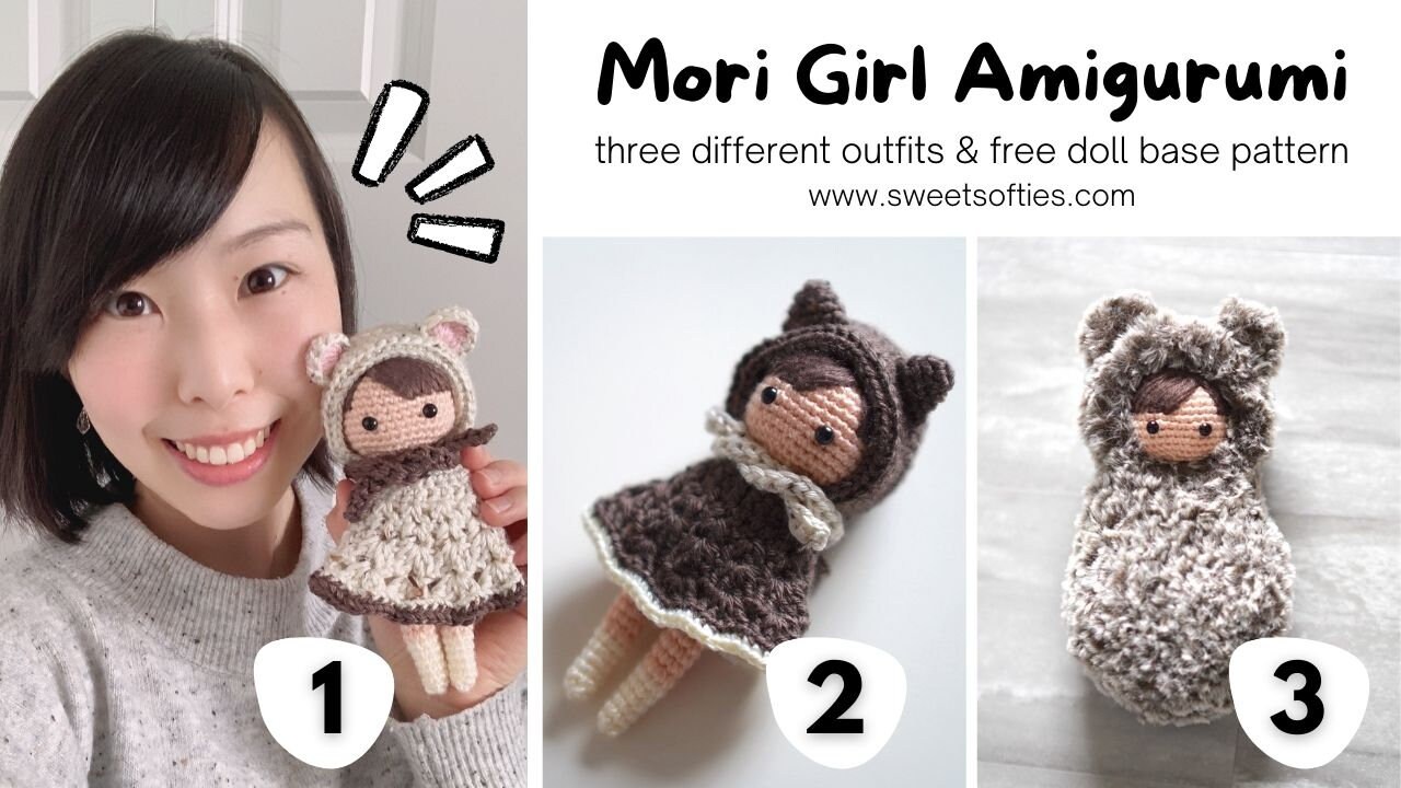 3-in-1 Amigurumi Doll Pattern Bundle · Mori Girl Crochet DIY Tutorial ...