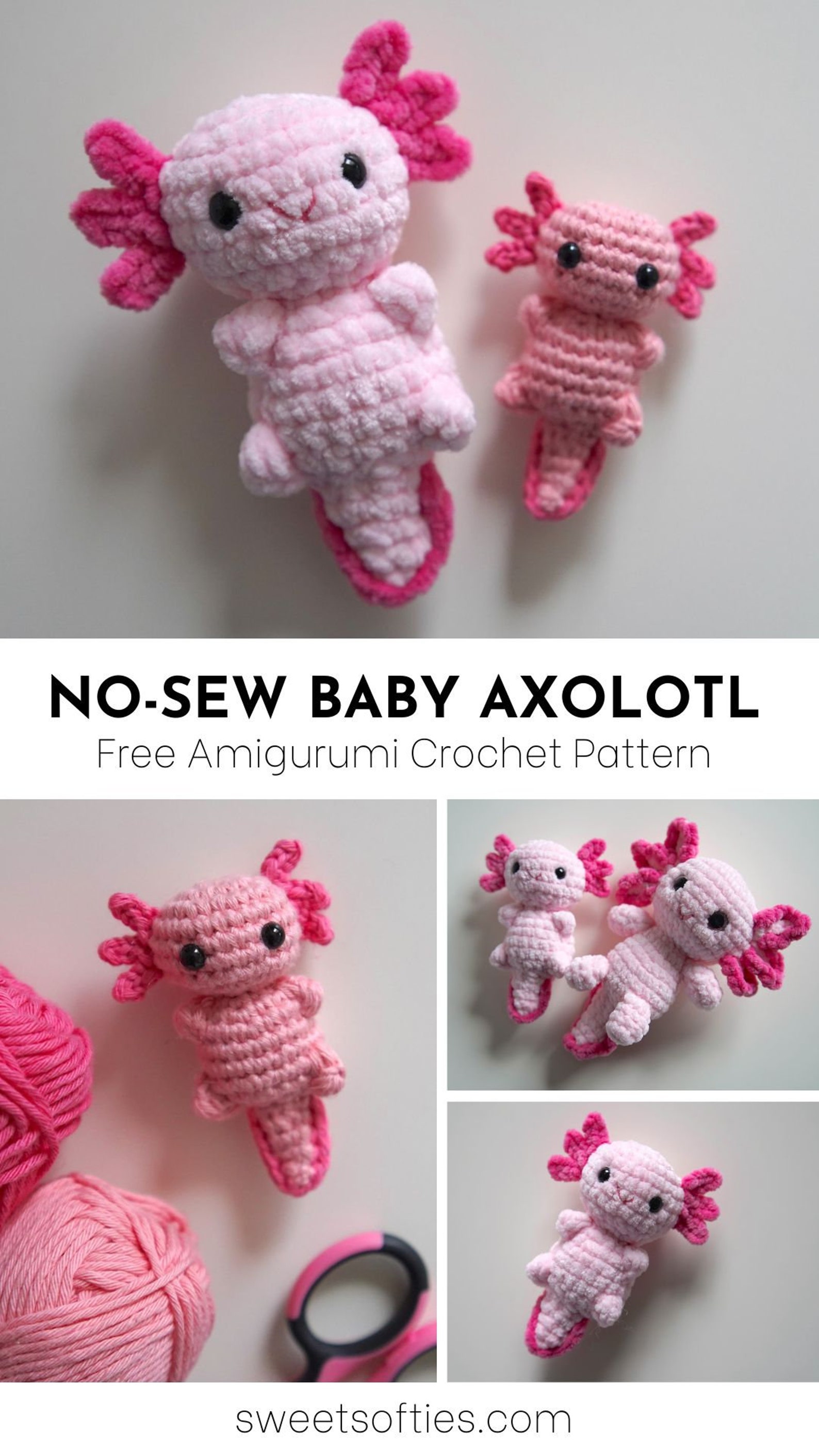 No-sew Baby Axolotl Crochet Pattern · DIY Yarn Fiber Art Tutorial ...