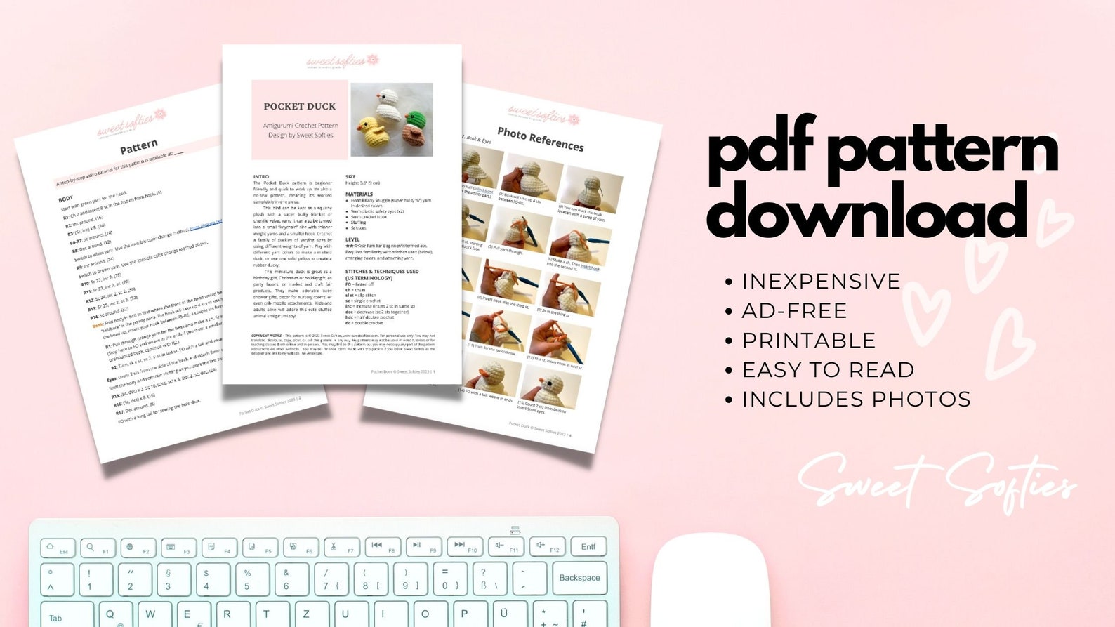 Pocket Duckling Crochet Pattern Good Luck Duck Amigurumi Tutorial ...