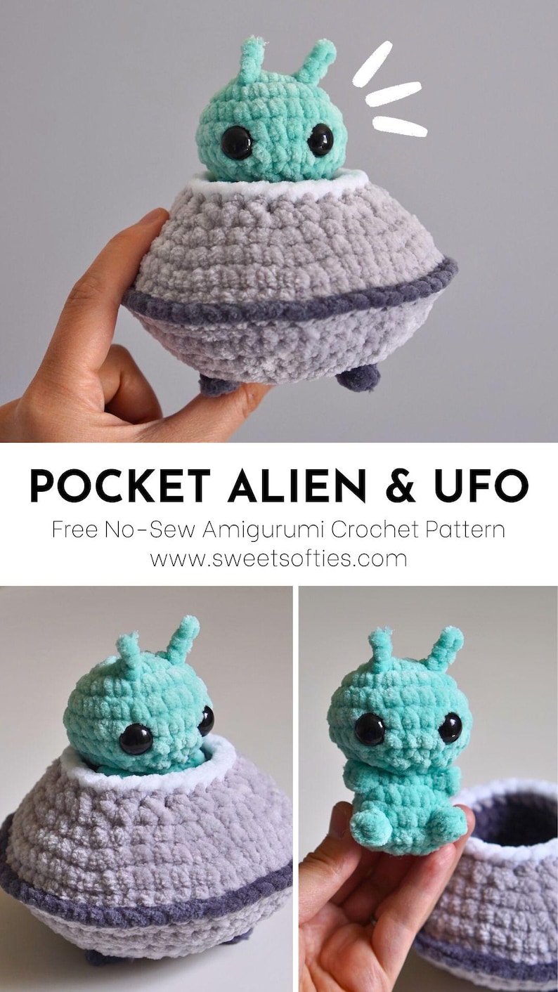 Pocket Alien & UFO Crochet Pattern · Amigurumi Space Galaxy ...