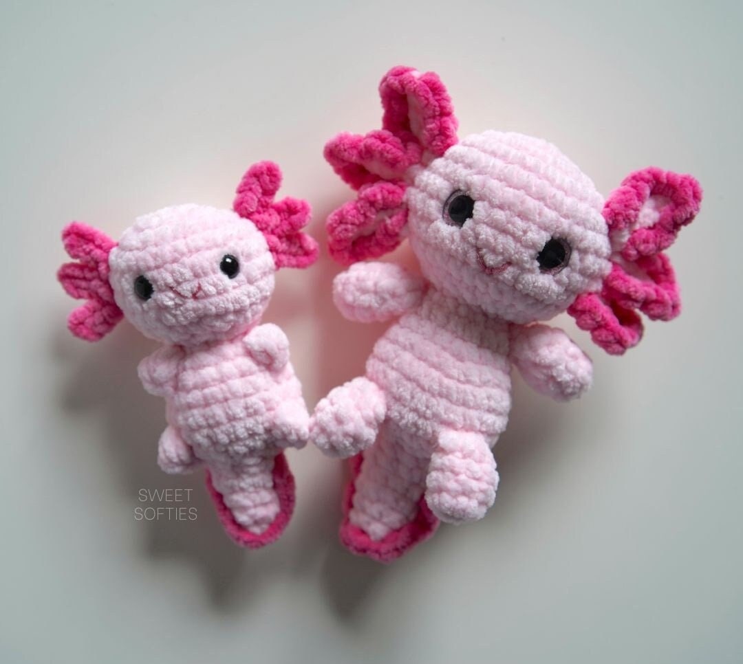2-in-1 NO SEW Pocket Axolotl Crochet Pattern · DIY Yarn Fiber Art ...