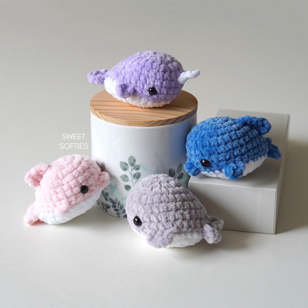 3-in-1 Flipper Friends Pocket Whale, Narwhal, Dolphin Amigurumi Crochet ...
