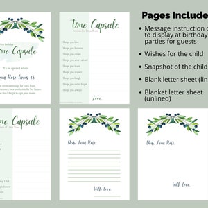 Time Capsule Sign, Message Letter & Wishes Cards | First Birthday ...