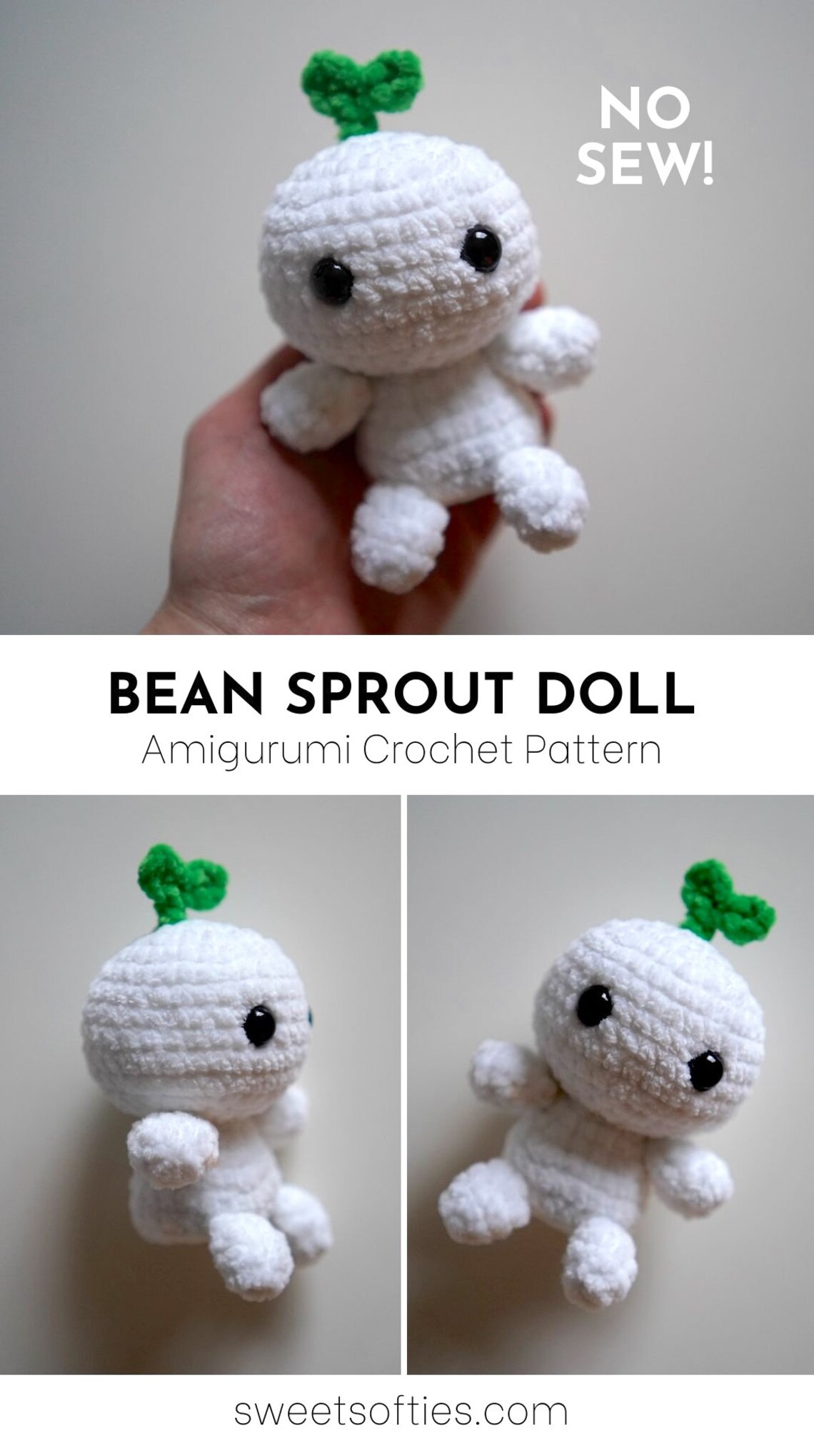 No-sew Bean Sprout Doll Crochet Pattern · DIY Yarn Fiber Art Tutorial ...