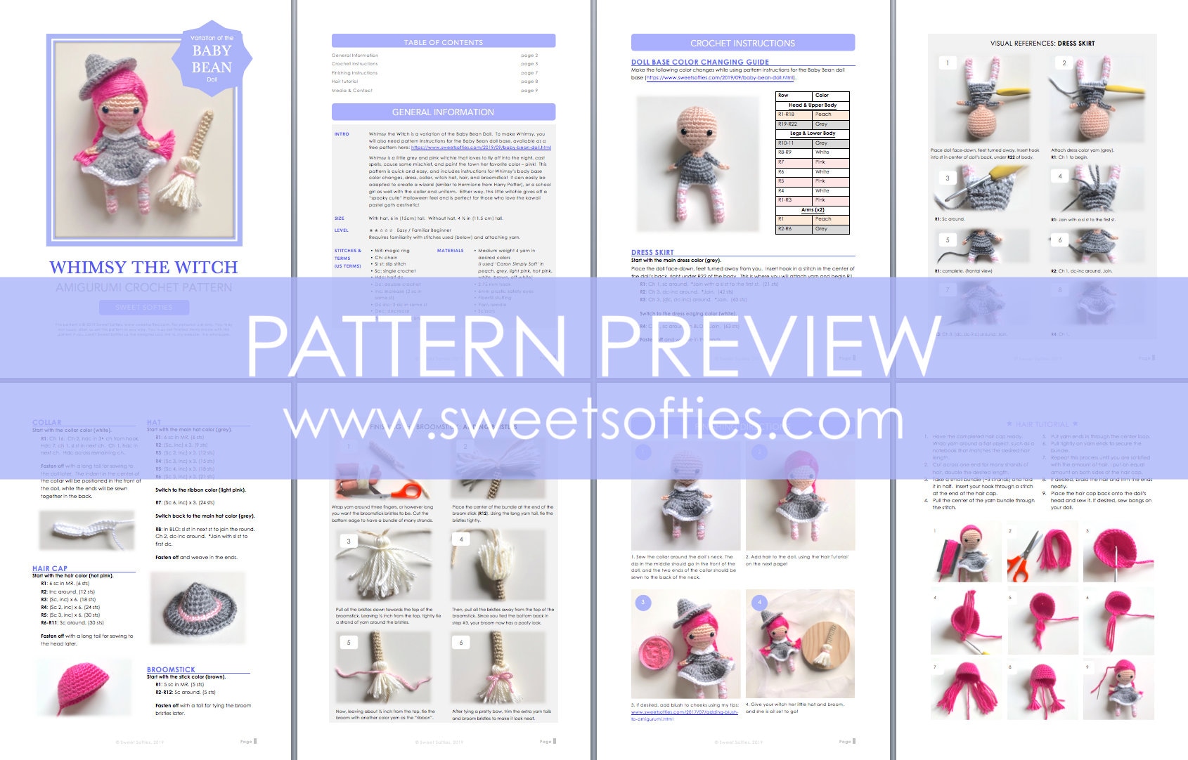 Free Crochet Pattern DIY Tutorial: Whimsy the Witch Halloween | Etsy