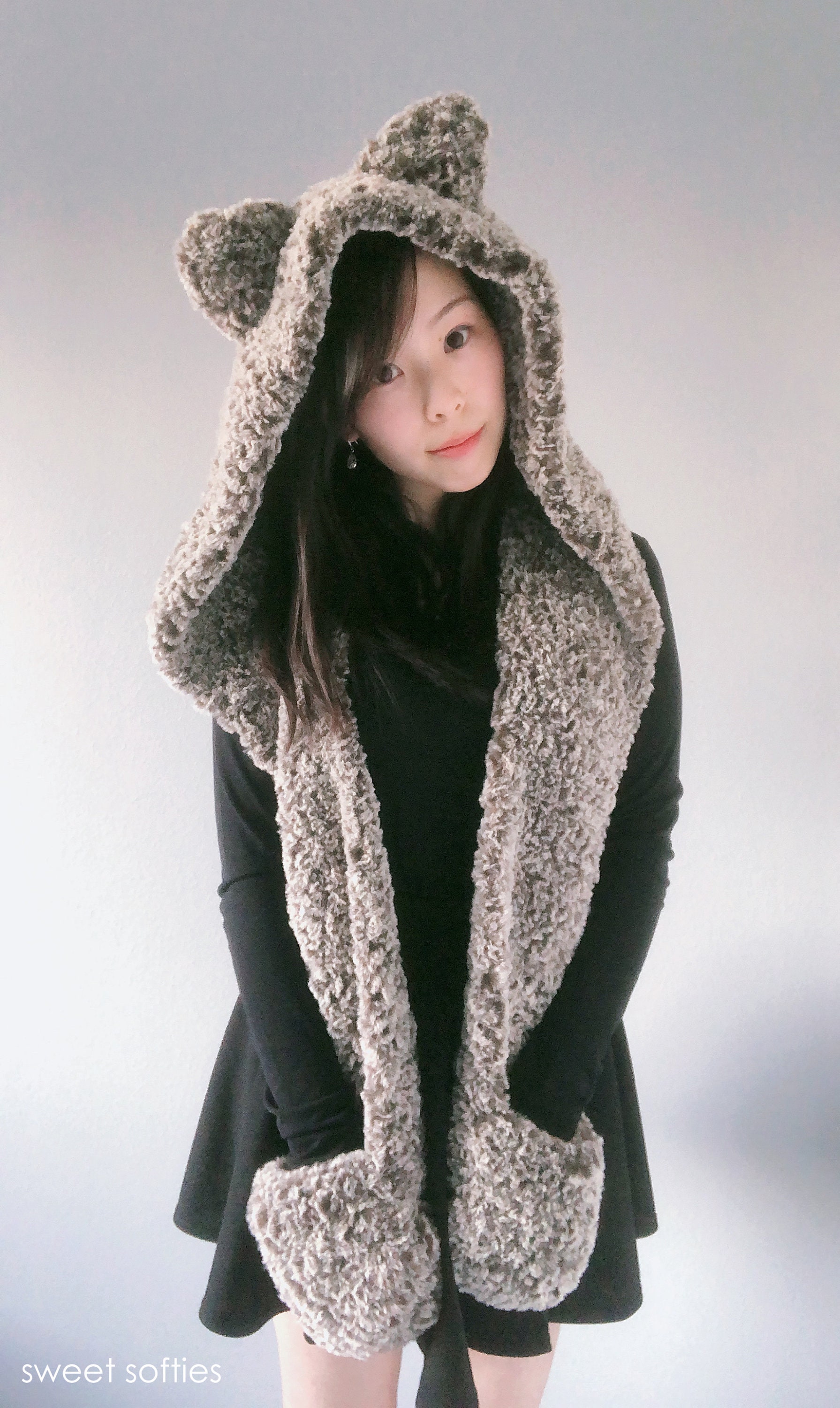 Free Crochet Pattern: Hooded TIMBER WOLF Scarf DIY Tutorial - Etsy