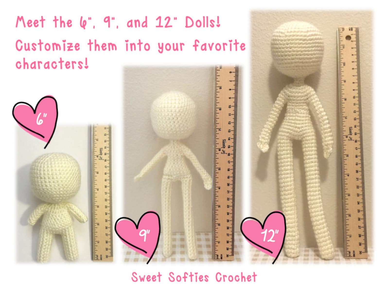 6 Chibi Doll Base Amigurumi Crochet Pattern for Custom - Etsy