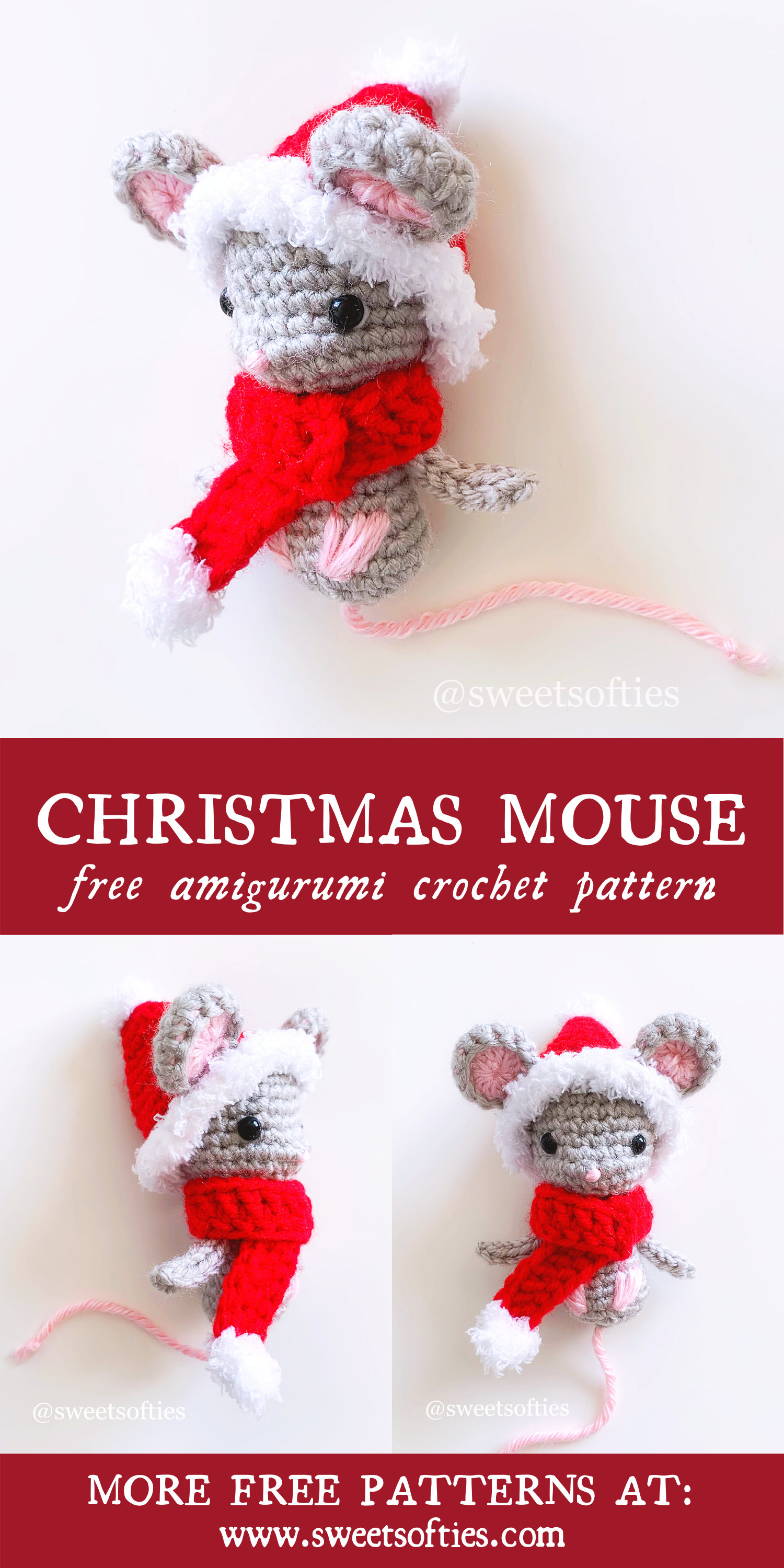 Christmas Mouse Free Amigurumi Crochet Pattern DIY Tutorial - Etsy