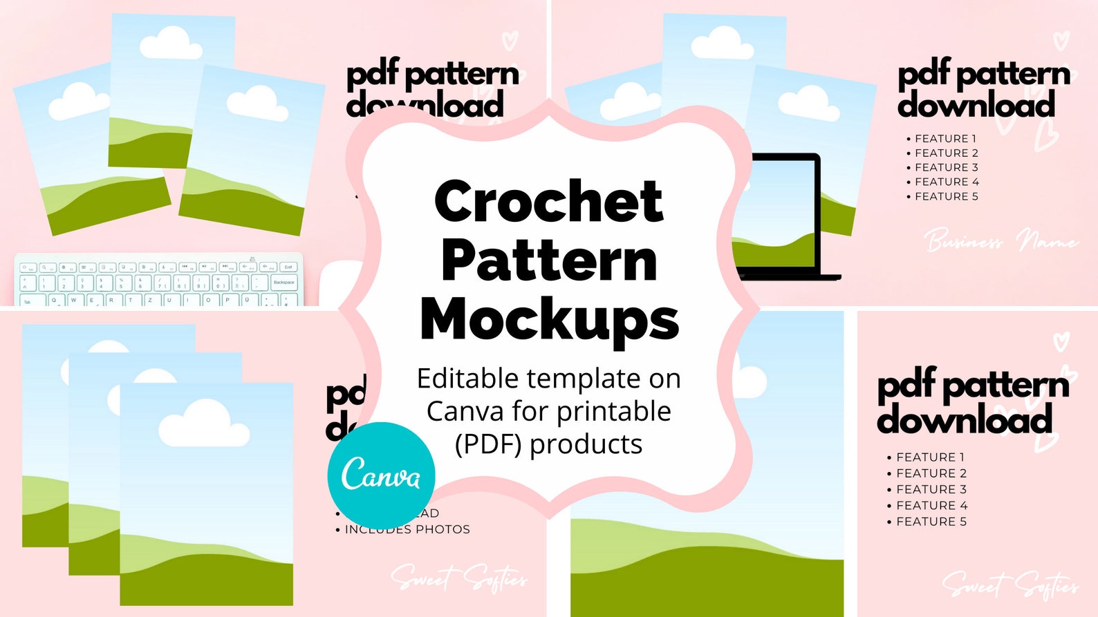 Crochet Pattern Mockup Template Customize/edit PDF Pattern - Etsy
