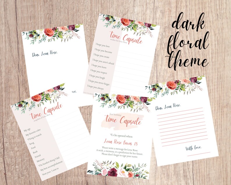 Time Capsule Sign, Message Letter & Wishes Cards | First Birthday ...