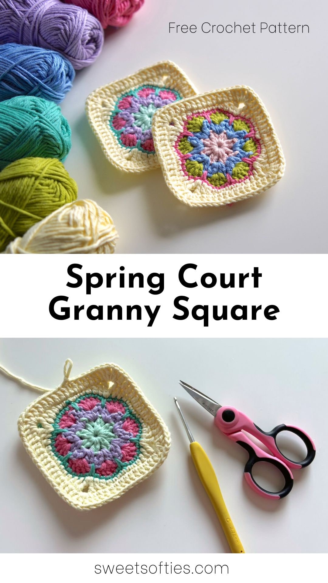 Spring Court Granny Square Crochet Pattern · DIY Yarn Fiber Art ...
