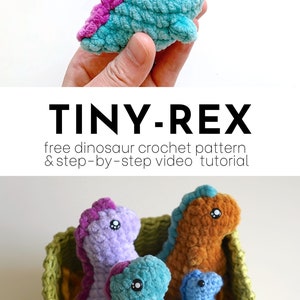 TINY-REX the Pocket Dino Amigurumi Crochet Pattern · Free DIY Video ...