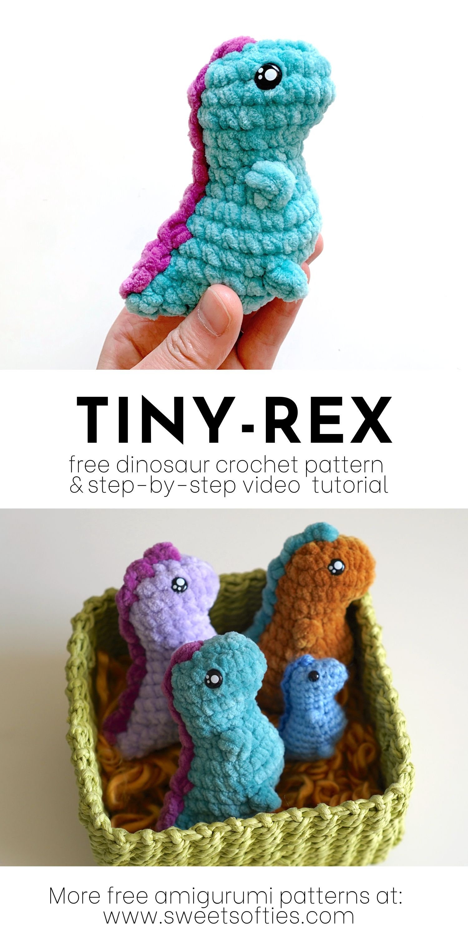 TINY-REX the Pocket Dino Amigurumi Crochet Pattern Free DIY - Etsy