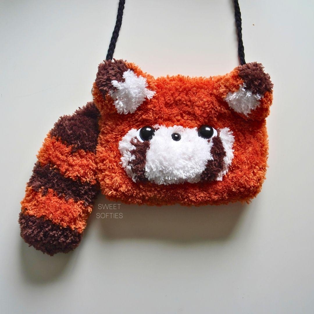 Furry Red Panda Bag Crochet Pattern ·DIY Tutorial Beginner Animal ...