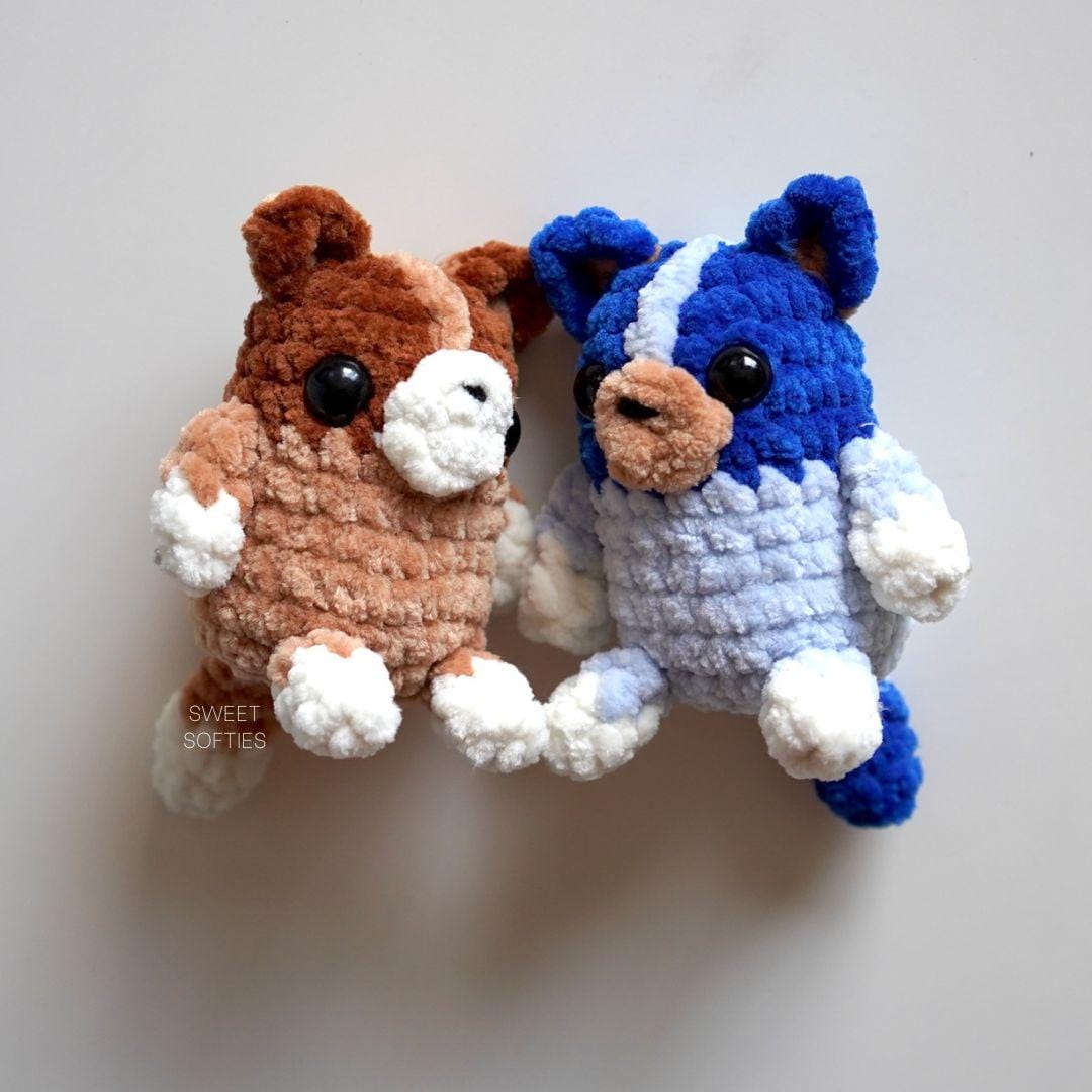 Pocket Bluey & Bingo Crochet Pattern · Small Mini Bluey Amigurumi ...