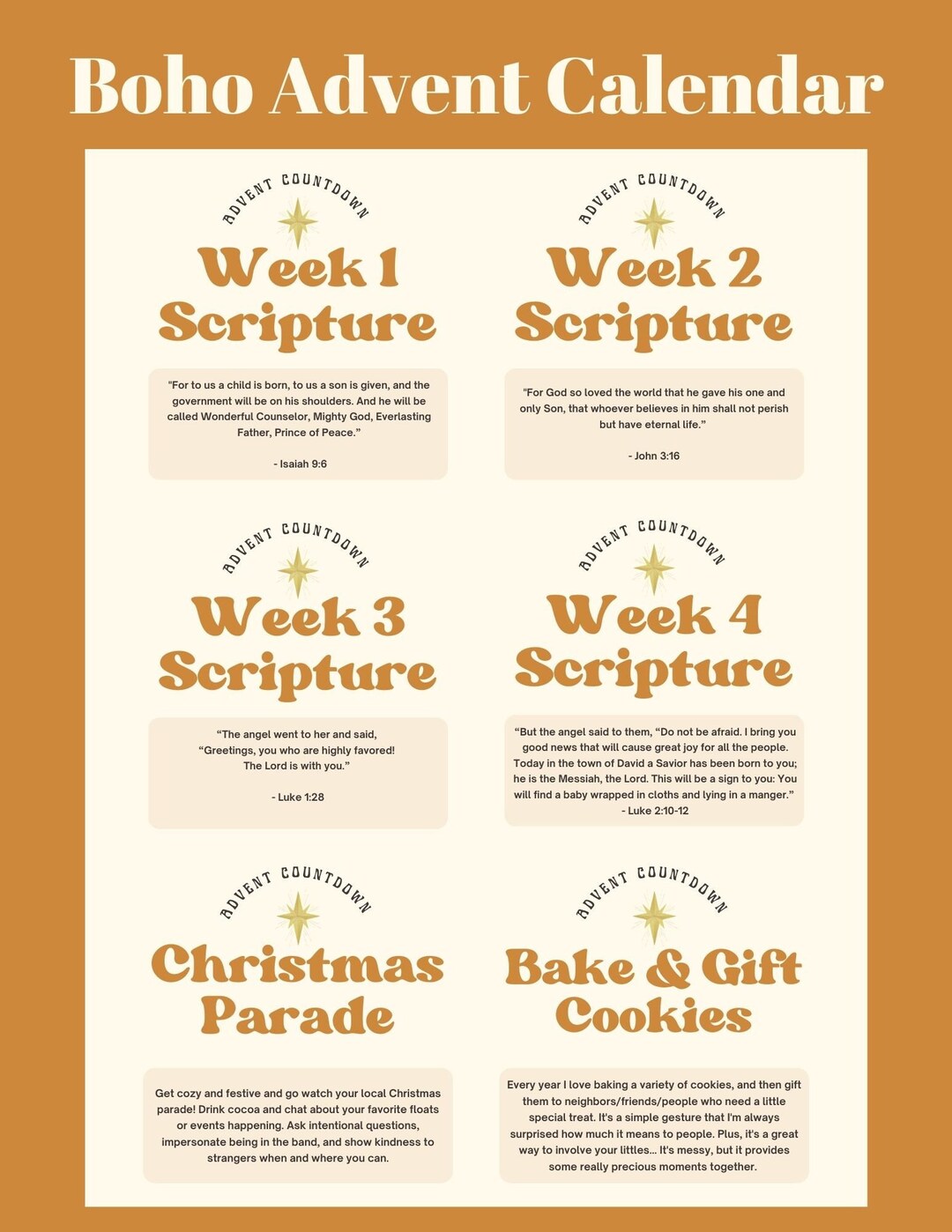 Boho Advent Calendar Cards - Etsy