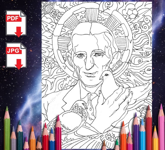 Digital Download Nikola Tesla Coloring Book Tesla W Patents - Etsy